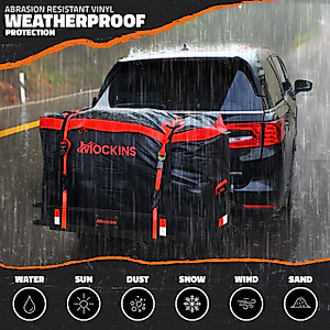 Mockins 15 Cu.Ft. Soft-Shell Trailer Hitch Cargo Carrier Bag w/ 4 Packing Cubes | 48"x18"x31" All-Weather & Waterproof Cargo Bag for Hitch Carrier | Durable Vinyl Truck Bed Bag w/Buckle Straps & Lock