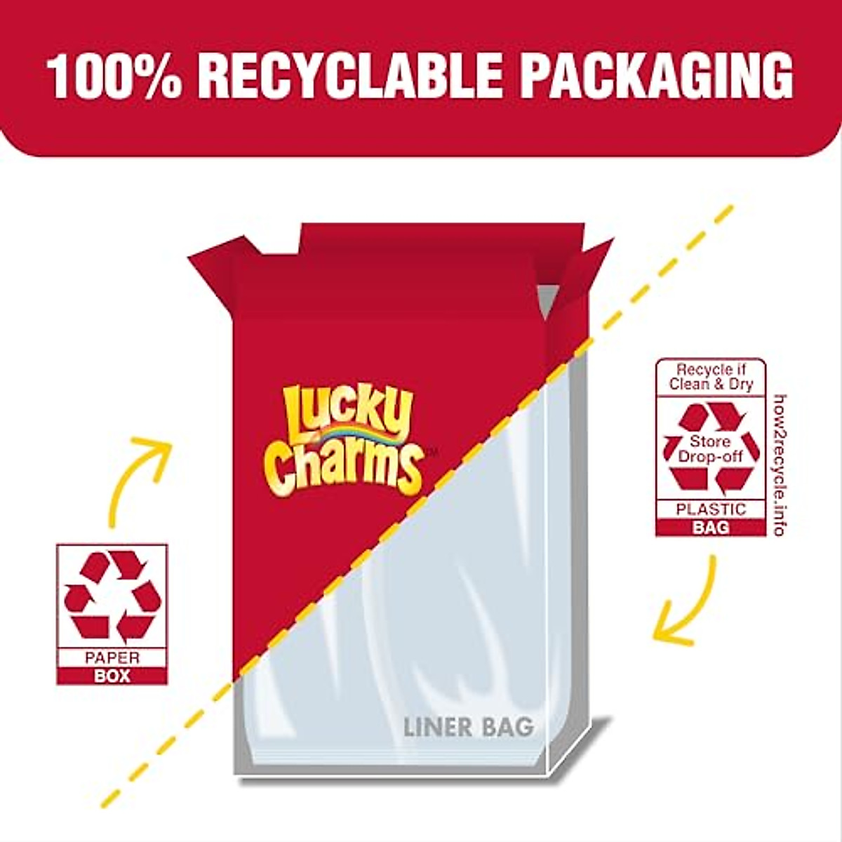 Lucky Charms Gluten Free Cereal with Marshmallows, Kids Breakfast Cereal, Made with Whole Grain, Giant Size, 26.1 oz