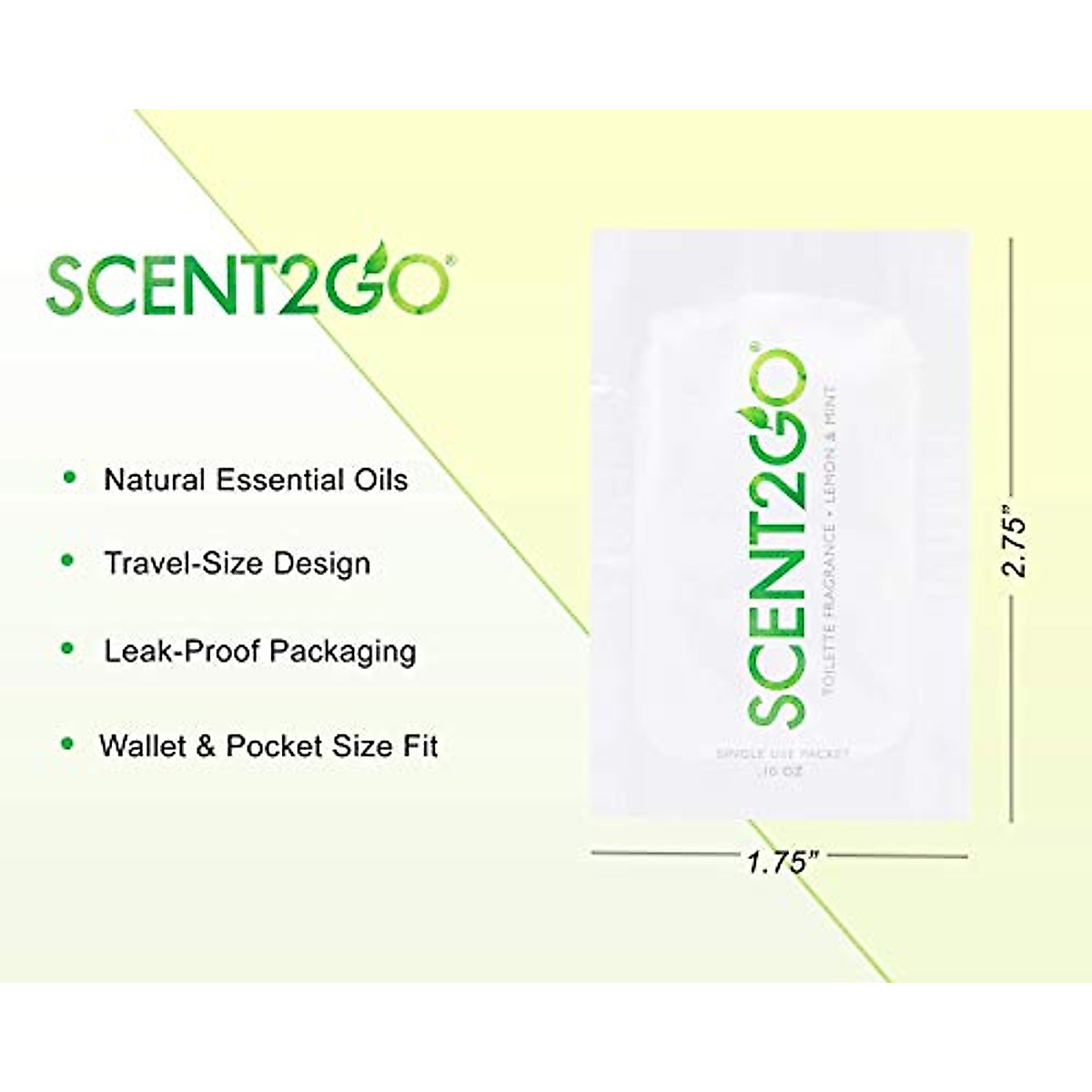 Scent2Go Toilette Fragrance Dissolvable Powder - Discreet Travel Size Packet - 20 Pack - Leak Proof - Natural Odor Eliminator - Lemon + Mint Scent