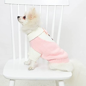 Neiwech Small Dogs Pet Sweaters Gentleman Bow Soft Puppy Knitted Sweatshirts Doggy Pullover Winter Warm Pup Clothes Pink XL