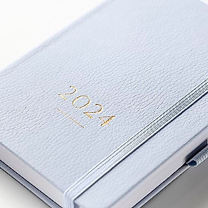 Busy B Compact A6 Day A Page Diary January to December 2024 - A6 Cloud Blue - Faux Leather Daily Planner with Lined Pages, Notes and Year Planner
