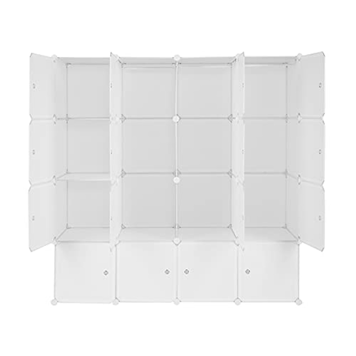 Customizable Modular Closet Organizer Stackable Shelves, Hanging Rod, and Multifunctional Design with White Doors