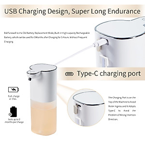 Vuswikoti Automatic Foaming Soap Dispenser, Rechargeable, Touchless Foam Soap Dispenser, Hand & Dish Soap Dispenser with Motion Sensor for Bathroom, Kitchen