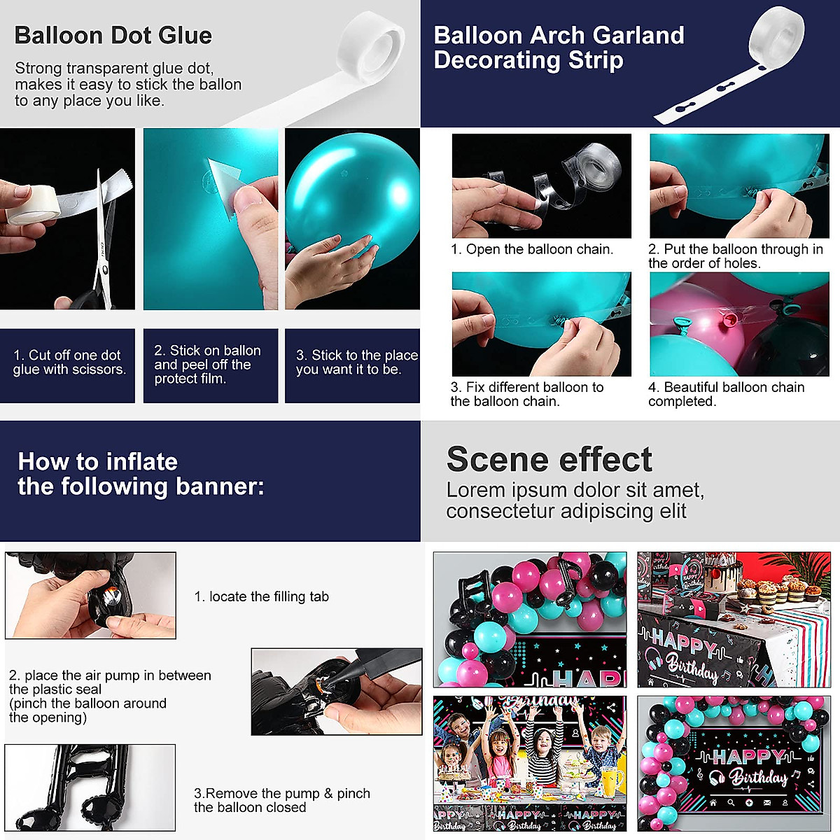 Music Happy Birthday Party Decorations Musical Social Media Birthday Party Supplies Includes Backdrop Tablecloth Music Note Balloons and Latex Balloons for Girls Music Birthday Party Photography