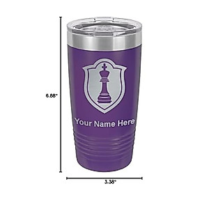 LaserGram 20oz Vacuum Insulated Tumbler Mug, Chess King, Personalized Engraving Included (Dark Purple)