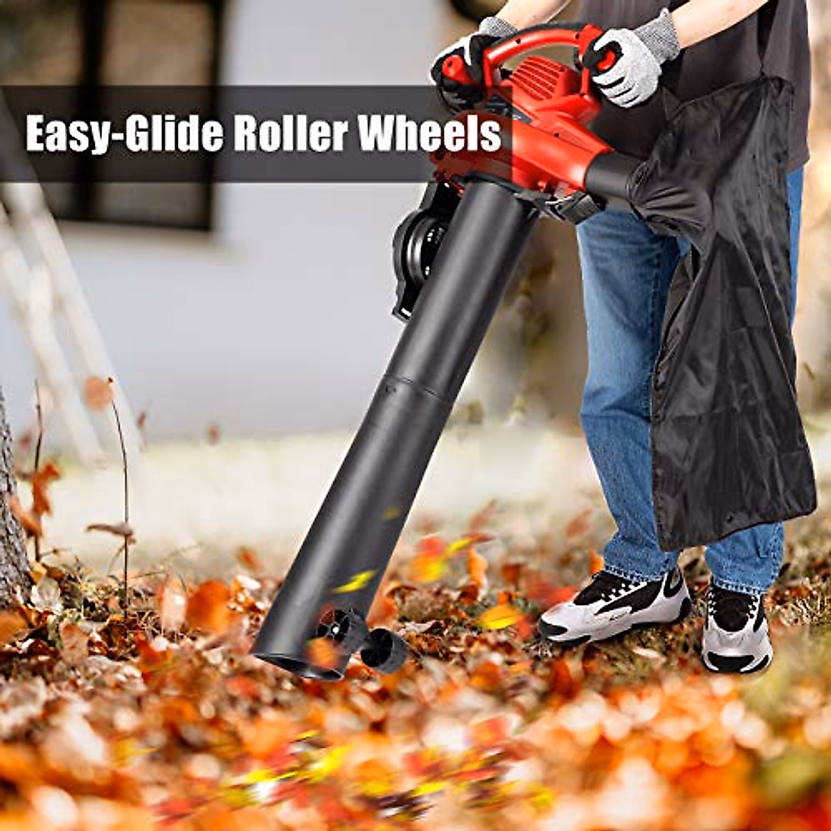 LawnMaster Red Edition BV1210E 1201 Electric Blower Vacuum Mulcher 12 Amp Variable Speed with Metal Impeller 240 MPH 380 CFM 16:1 Mulch Ratio