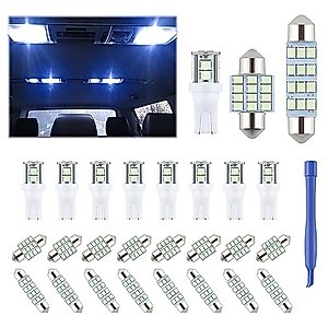 iFunyLED 24 Pieces Dome Light LED Car Interior Bulb Kit Set 194 T10 DE3175 578 31mm 42mm Bulbs Interior Replacement Lights for Car Map License Plate Door Side Marker Cornering Trunk Light - Ice Blue