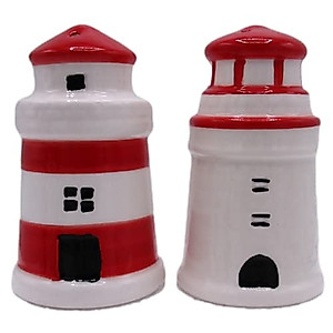 Sea Creature Salt and Pepper Shakers (Red and White Lighthouses)