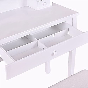 SDGH White Makeup Dresser Dresser Desk Chair Set with Square and 3 Drawer Dresser Dresser