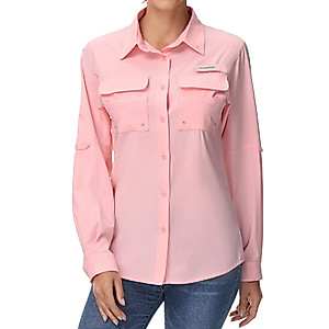 BASSDASH Women's UPF 50 Long Sleeve Fishing Hiking Button Down Shirt Performance Quick Dry FS21W