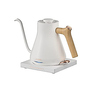 INTASTING Electric Gooseneck Kettle 0.65mm Ultra-Fine Spout, Precise Water Flow Control, 304 Stainless Steel Inner, 0.9L, Auto Shut-Off, Boil Dry Protection, White