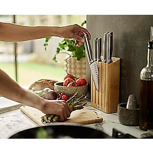 Joseph Joseph Elevate Kitchen Knives 5-Piece Set, Japanese Stainless Steel, Slimline Bamboo Knife Block