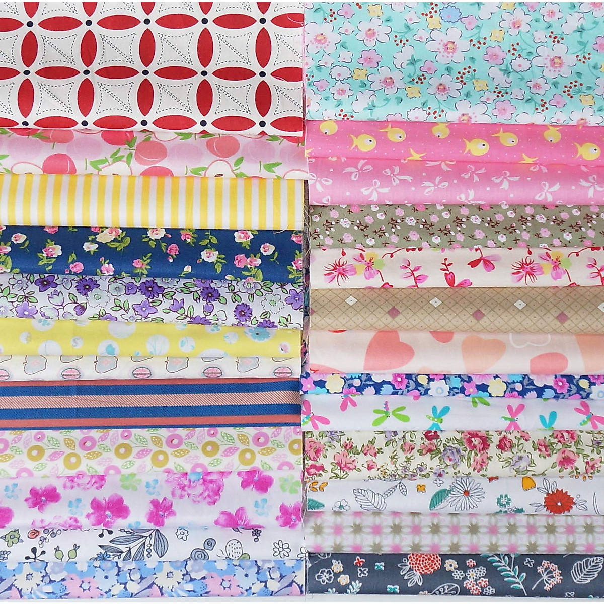 Cotton Fabric Squares Misscrafts 25pcs 30 x 30cm Quilting Fabric Bundle Patchwork Pre-Cut Quilt Squares for DIY Sewing Scrapbooking Quilting Dot Pattern