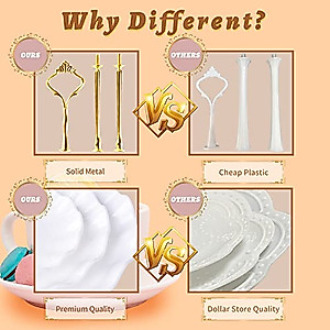 3 Tier Cupcake Stand Holder, BACUTHY Plastic Cup Cake Stand Tower with Tiered Serving Tray for Cupcakes, Donuts, Fruits and More, White