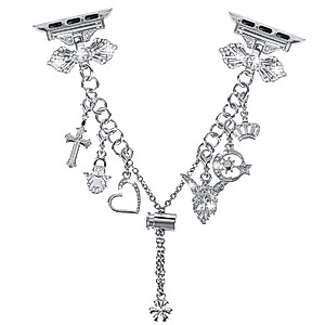 NYENEIL Compatible with Apple Watch Ultra Band 38mm 40mm 41mm 42mm Series 10 9 8 7 6 5 4 3 2 1 Smartwatch wistband Bracelet Strap Interchangeable Charms Dressy Bracelet for Women Silver