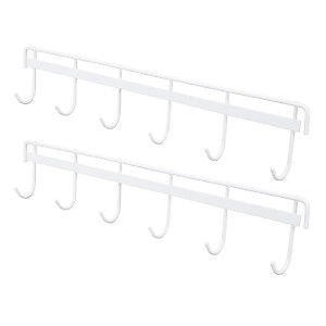 Okuyonic Wall Mounted Coat Rack, 304 Stainless Steel Simple Easy Installation Decorative 2pcs Rust Proof Coat Rack for Bedroom for Bathroom (6 Hooks 2 White)
