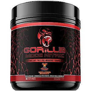 Gorilla Mode Nitric Stimulant Free Pre-Workout – Best Tasting and Most Effective Stimulant Free Pre-Workout / Massive Pumps · Vasodilation · Power / 720 Grams (Volcano Burst)