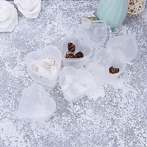 Amosfun 100 PCS 50ML PP containers with lids for jello shot cups clay small heart shaped box boxes- Plastic Transparent Heart Shaped Spice Storage Container with Lid