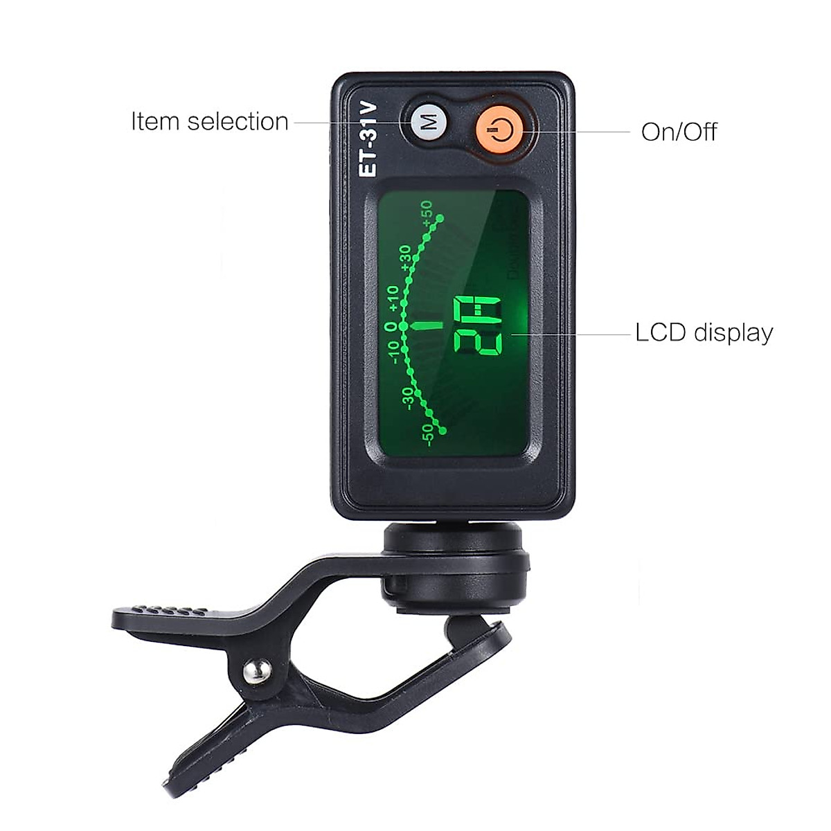 BUZHI ET-31V Multi-Function Clip-on Tuner Automatic Tuning Mode for Violin Viola Cello Bass Chromatic with LCD Display,Viola Tuner