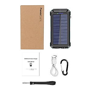 Power-Bank-Portable-Solar-Charger-30000mAh Battery Pack with Emergency LED Flashlight & 2x2.1A USB-A Output Ports Compatible with iPhone 14/13 Series, Samsung, and More, Perfect for Hiking, Camping