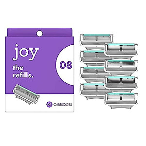 joy Womens Razor Blade Refills, 8 Count, Purple, Lubrastrip to Help Avoid Skin Irritation
