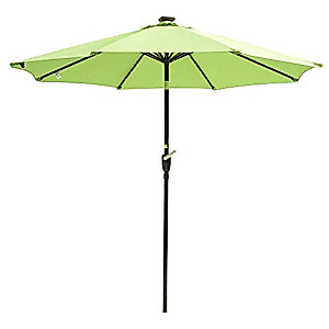 Ampersand Shops 9 Ft. Outdoor Patio Tilt Umbrella with Solar-Powered Energy Efficient LED Lights (Lime Green)