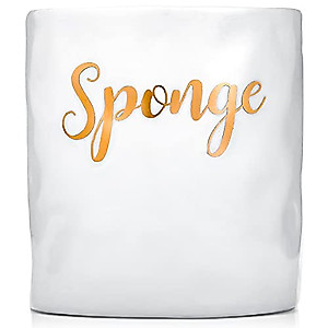 Sponge Holder for Kitchen Sink Ceramic Sponge Holder Kitchen Ceramic Farmhouse Kitchen Counter Sink Organizer Accessories with 3 Pieces Pink Sponge