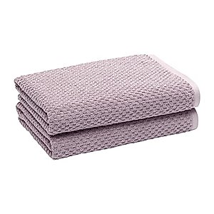 Amazon Basics Odor Resistant Textured Bath Towel, 30 x 54 Inches - 2-Pack, Lavender