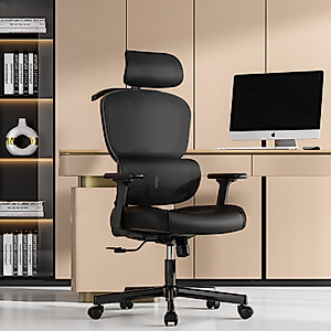 Office Chair, Ergonomic Desk Chair, High Back Desk Chair, Big and Tall Reclining Comfy Home Office Chair with Lumbar Support Breathable Mesh Computer Chair Adjustable Armrests