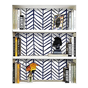 HAOKHOME 96020-2 Modern Stripe Peel and Stick Wallpaper for Bedroom Herringbone Navy Blue Vinyl Removable Decoration 17.7in x 9.8ft