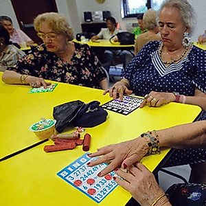50-Pack Blue Reusable Bingo Cards with Unique Numbers for 50 Players - Family Bingo Game Accessories - Use with Clear Chips