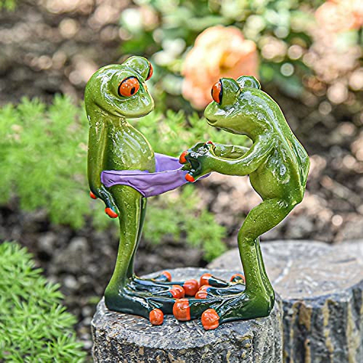 Sungmor Novelty Frog Figurines Collectibles Frog Statues, Miniature Frog Sculptures Home Decor,Funny Frog Statues for Yard and Garden, Resin Frog Ornament for Home Desk Decoration