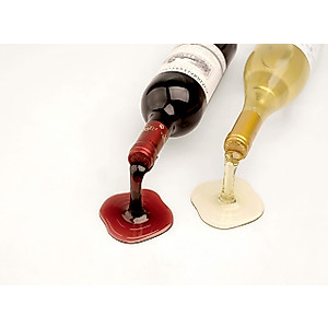 Spilled Wine Bottle Holder - Fun and Unique Way to Display Your Favorite Wine - Red and White (Set of 2)