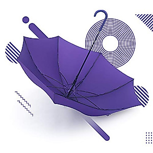 RUMBRELLA Purple UV Stick Umbrella Auto Open UPF 50+ with J Hook Handle 50IN