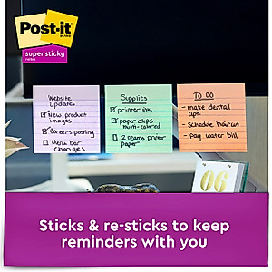 Post-it Super Sticky Recycled Notes, 4x4 in, 6 Pads, 2x the Sticking Power, Wanderlust Collection, Pastel Colors, 30% Recycled Paper (675-6SSNRP)