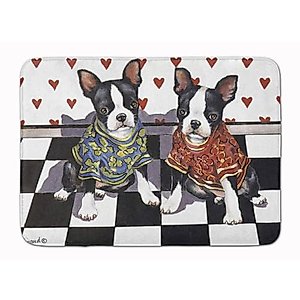 Caroline's Treasures PPP3249RUG Boston Terrier Puppy Love Machine Washable Memory Foam Mat, Bathroom Rug, Non-Slip Bath Mat, Durable Thick Washable Rugs for Kitchen, Bathroom Quick Dry, Decorative
