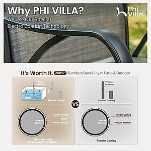 PHI VILLA 5 Piece Bar Height Patio Dining Set, Outdoor Table Chair Bar Set for 4 with Outdoor Swivel Bar Stool Chair and Large Metal Bar Table