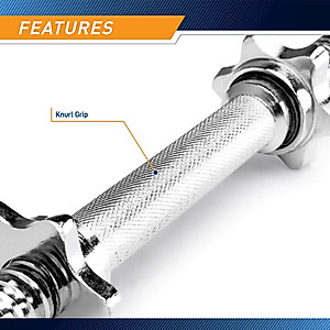 Marcy 14” Adjustable Chrome Threaded Dumbbell Handles for Standard Weight Plates with 1” Diameter Center TDH-14.1