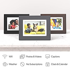 Simply Smart Home Photoshare 8” WiFi Digital Picture Frame, Send Pics from Phone to Frames, 8 GB, Holds 5,000+ Photos, HD Touchscreen, Grey Wood Frame, Easy Setup, No Fees