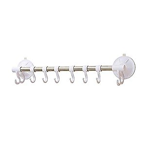 BKDFD Towel Rack, Silver Stainless Steel No Drilling Foldable Organizer Storage Bathroom Shelves with Strong Suction Cup