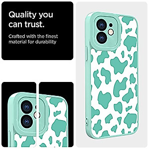 OOK Compatible with iPhone 11 Case Cute Cow Print Fashion Slim Lightweight Camera Protective Soft Flexible TPU Rubber for iPhone 11 with [Screen Protector]-Green
