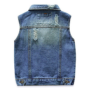 Little Boys Girls Spring Autumn Denim Vest Jacket Waistcoat Top Style2 Blue 120