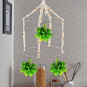 ZUDKSUY Double Hanging Drying Rack with 15 Hooks Hand-Woven Hanging Vegetable Drying Rack, Air-Dried Vegetable and Dried Fruit Rack for Air-Dried Plants, Spices and Flowers