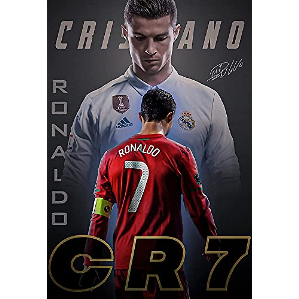 CR7 Cristiano Ronaldo Poster for Wall Art Signed Football Soccer Wall Mount - 12 x16 Inch (LAMINATED)