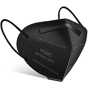 KN95-5 Layer Face Mask (50 pcs) black – Filtration>95% with Comfortable Elastic Ear Loop | Non-Woven Polypropylene Fabric, Protection for Essential Workers