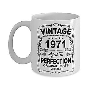 Tesy Home 52nd Birthday White Mugs For Him Her Men Women |Gifts For 52 Years Old Bday Party For Boys Girls Couple | 1971 Funny 11oz Coffee Cup Presents For Husband Wife | 1971 Vintage Mug