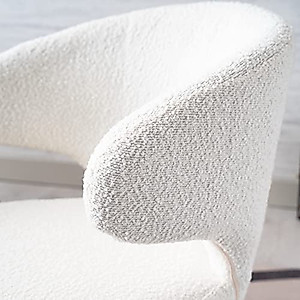 Wahson 4 Pack Modern Kitchen & Dining Room Chairs, Sherpa Upholstered Boucle Dining Chair with Hardwood Legs, White