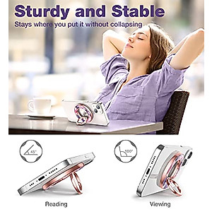 SURITCH Magnetic Cell Phone Ring Holder Grip for iPhone 14/13/12(pro, pro max, Plus, Mini), Finger Grip Folding Adjustable Kickstand for All Magsafe iPhone-Compatibles, Lavender