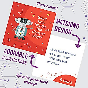Party Profi Lunch Box Notes for Kids - 60 Fun Robot Riddle Cards for Boys and Girls Lunchbox - Create Memorable Thinking of You Notes