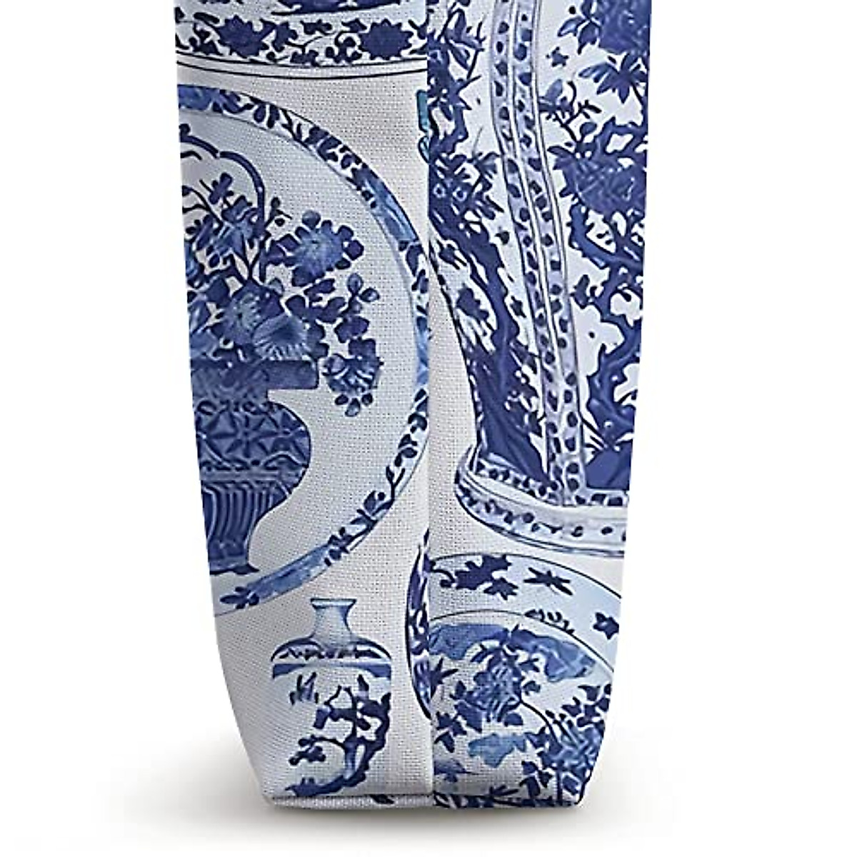 Chinoiserie Vase and Plate Toile Blue and White Tote Bag